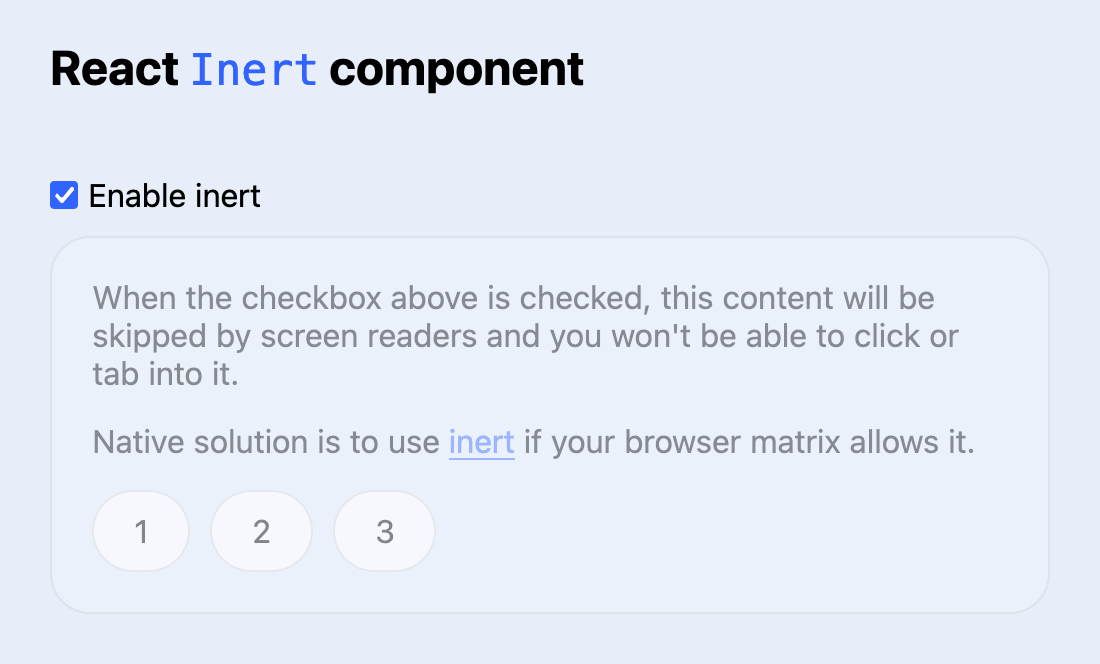 HTML inert property and React fallback · Muffin Man